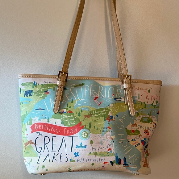 Spartina 449 | Bags | Spartina 449 Great Lakes Map Tote In Cream And ...